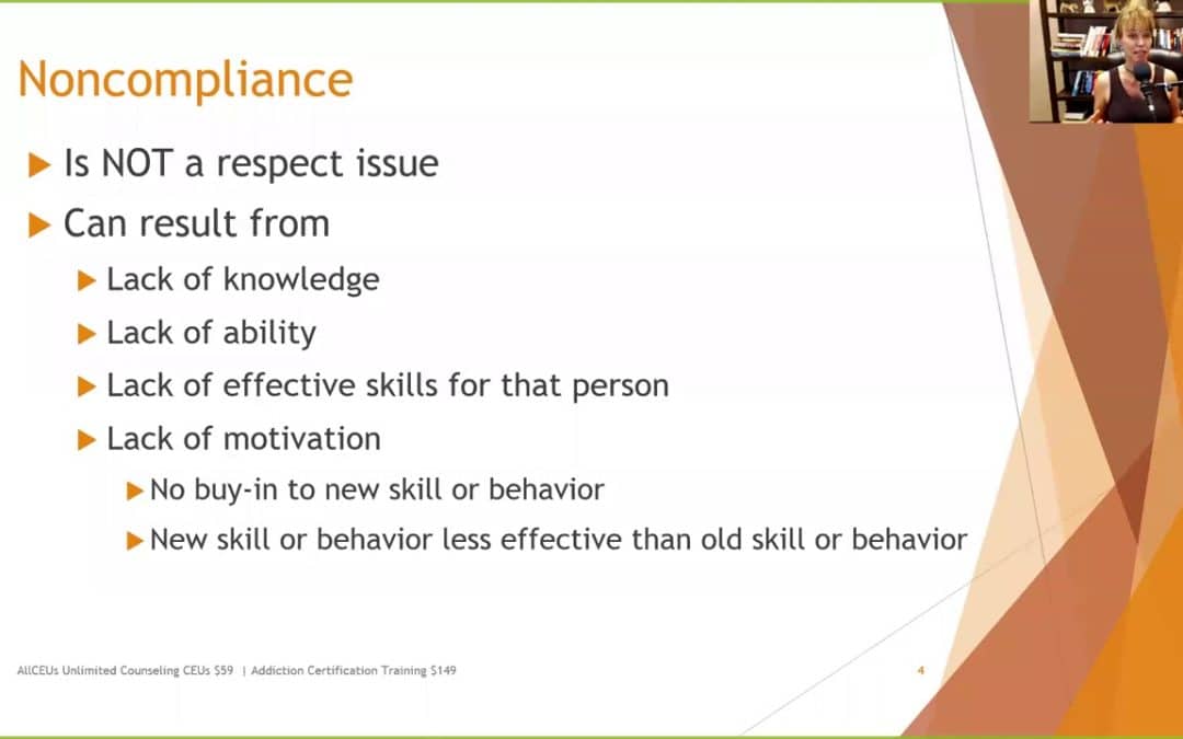 Addressing Noncompliance and Treatment Resistance | AllCEUs Counseling CEUs